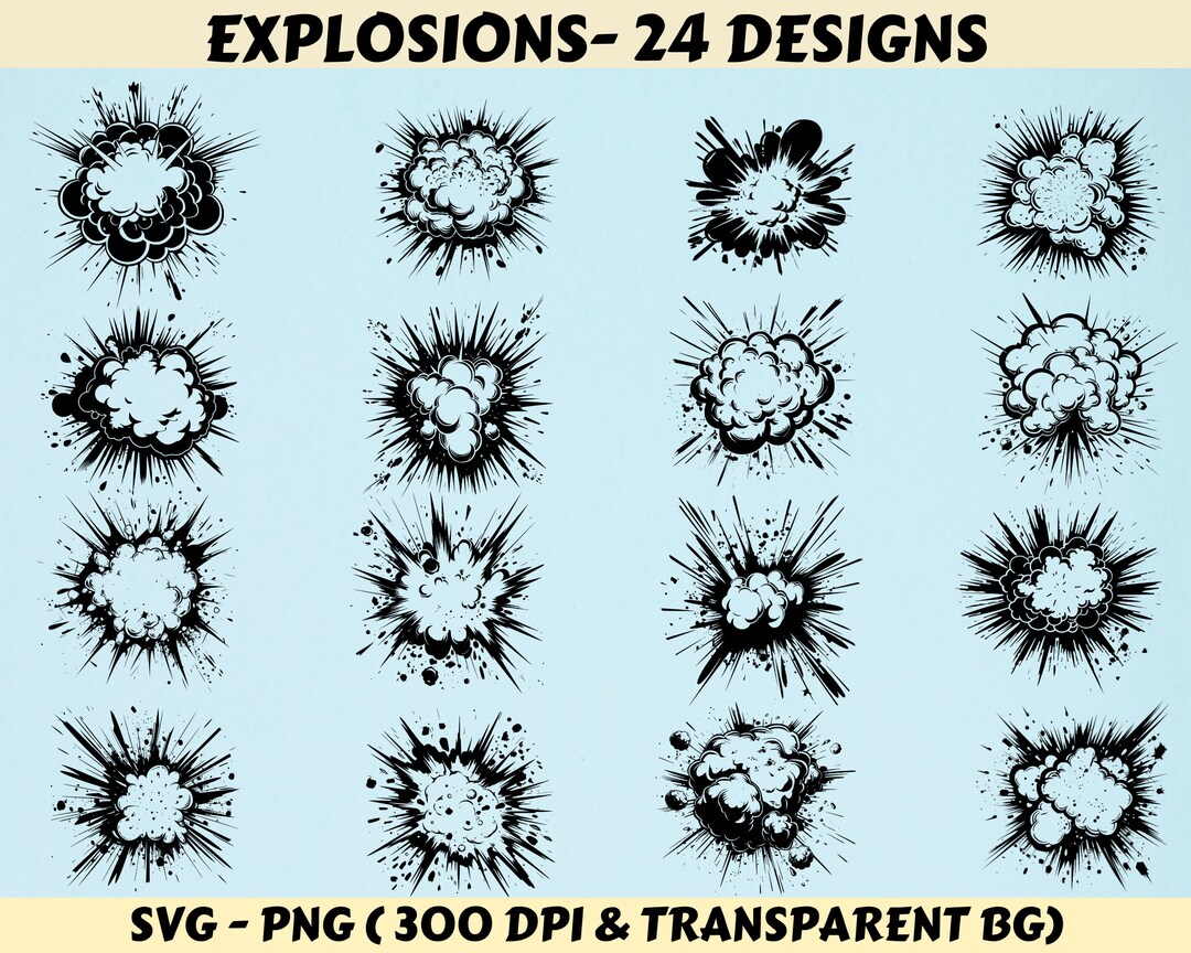 Explosion Svg, Explosion Svg Bundle, Explosion Silhouette, Explosion ...