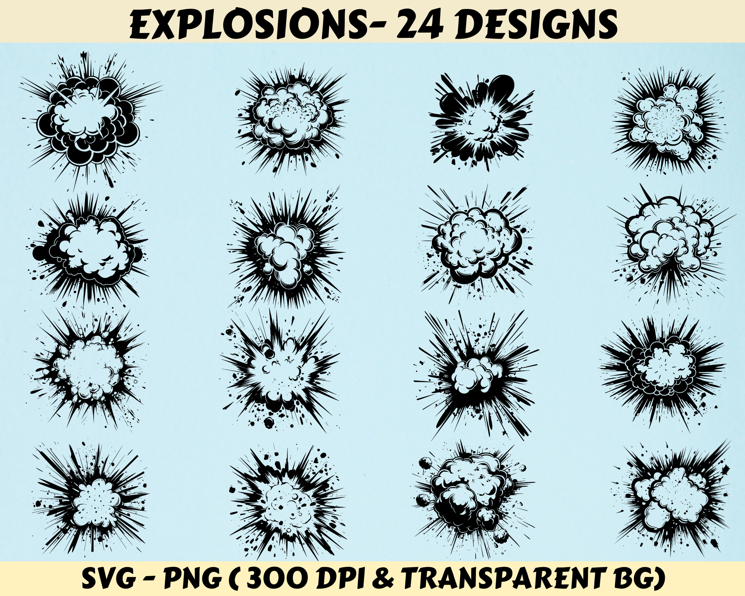 Explosion Svg, Explosion Svg Bundle, Explosion Silhouette, Explosion ...