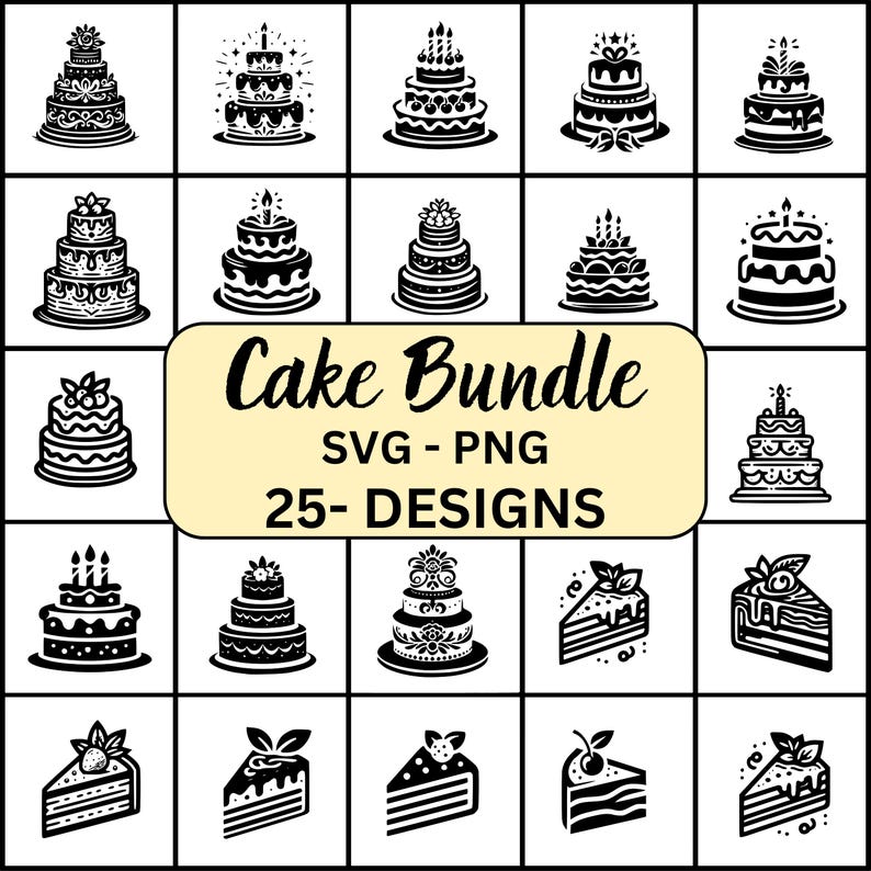 Cake Svg, Cake Svg Bundle, Cake Silhouette, Cake Svg Files, Cake Png ...