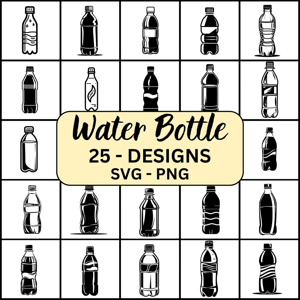 Water Bottle Svg, Water Bottle Svg Bundle, Water Bottle Silhouette ...