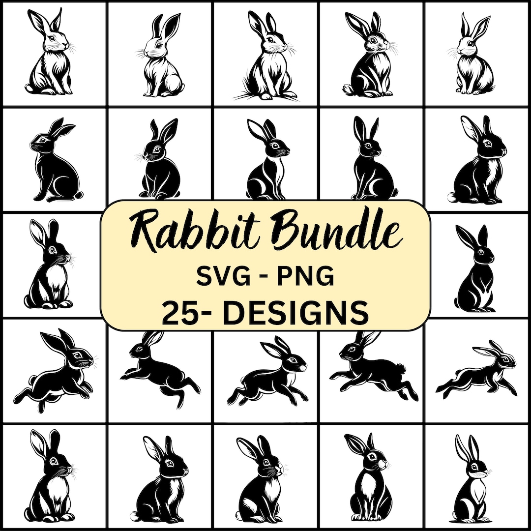 Rabbit Svg, Rabbit Svg Bundle, Rabbit Laser Cut, Rabbit Silhouette ...