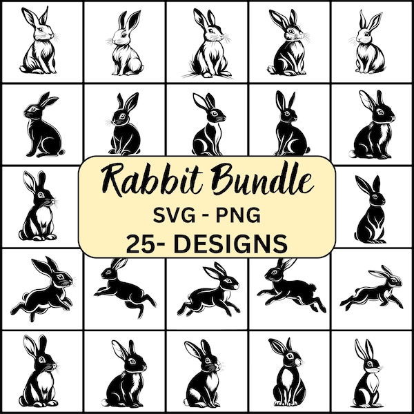 Rabbit Svg File - Etsy