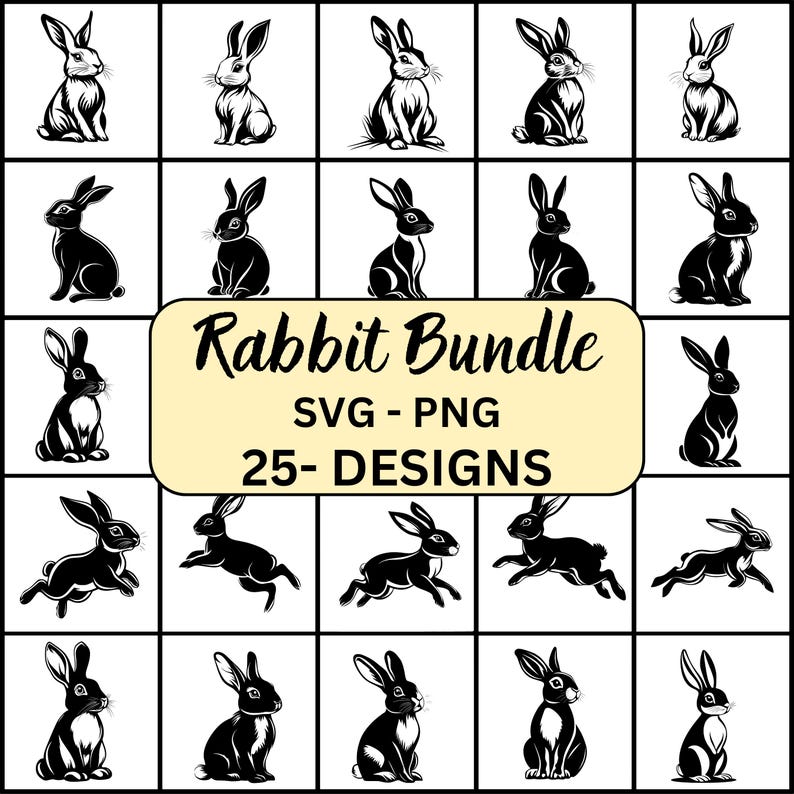 Rabbit Svg, Rabbit Svg Bundle, Rabbit Laser Cut, Rabbit Silhouette ...