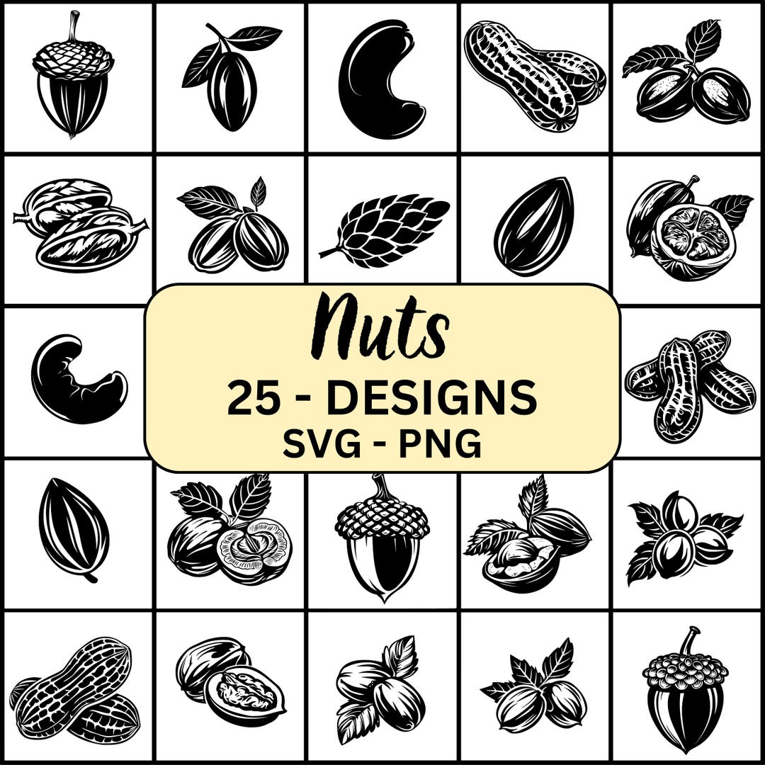 Nuts Svg, Nut Svg, Nuts Svg Bundle, Walnut Svg, Peanut Svg, Almond Svg ...