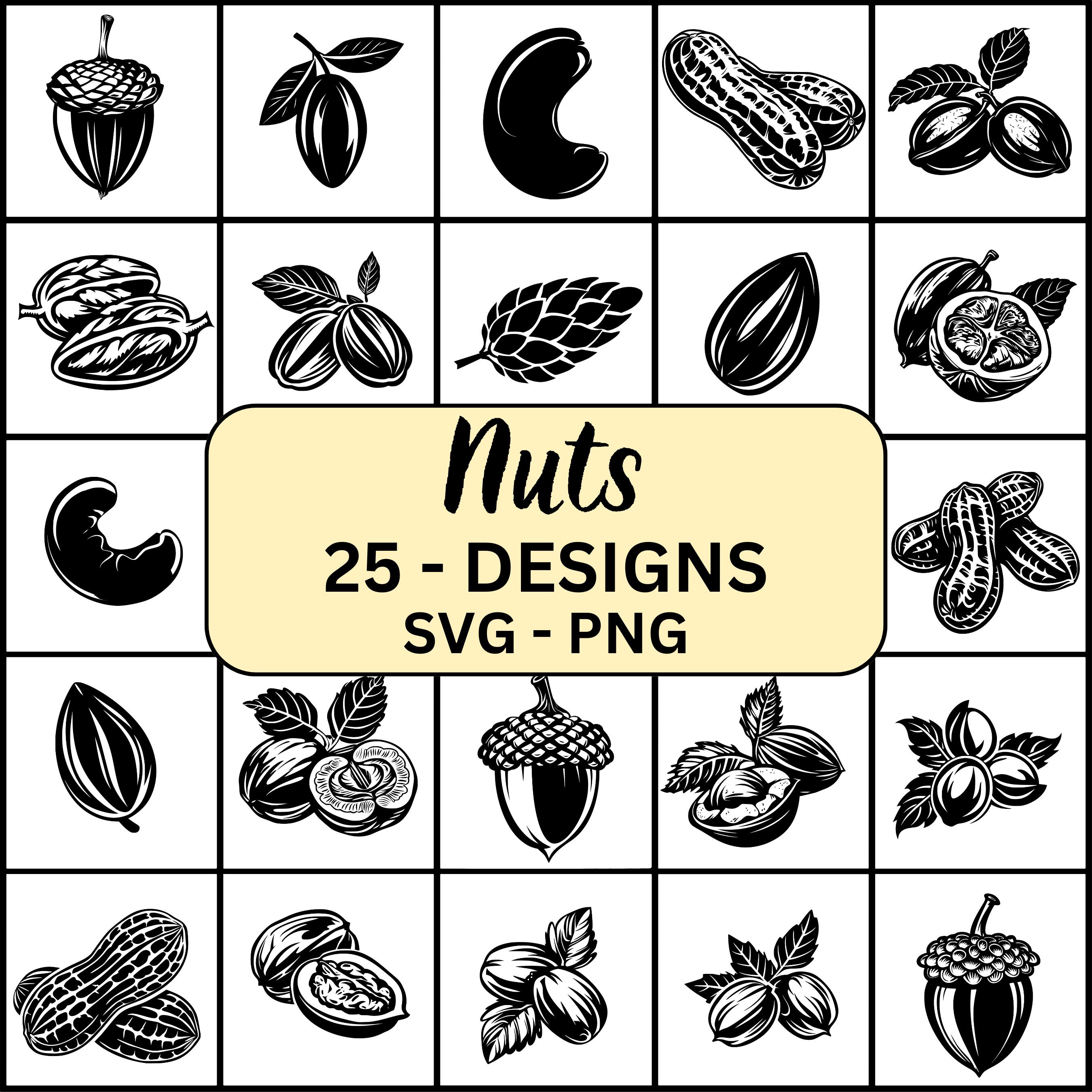 Nuts Svg, Nut Svg, Nuts Svg Bundle, Walnut Svg, Peanut Svg, Almond Svg ...