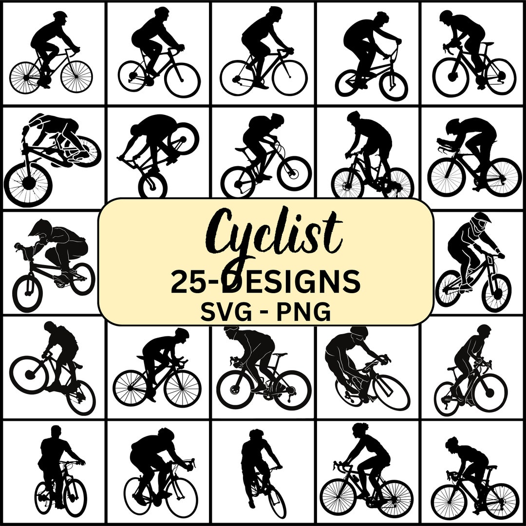 Cyclist Svg, Cyclist Silhouette, Cyclist Cut Files, Bicycle Svg ...