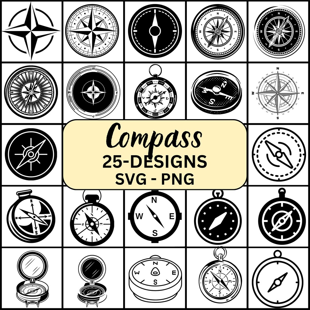 Compass Svg, Compass Svg Bundle, Compass Png Files, Compass Cut Files ...