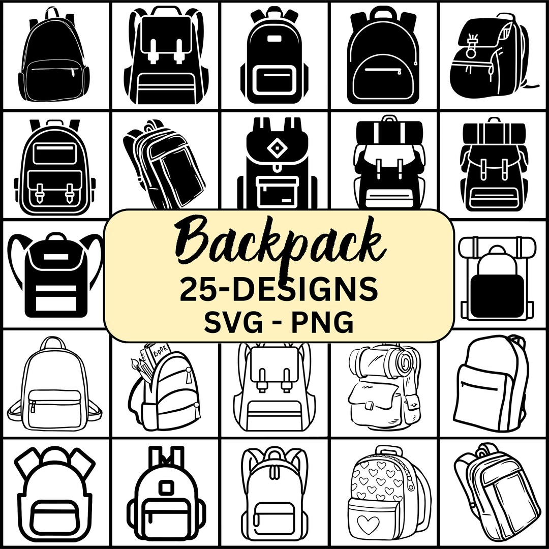 Backpack Svg, Backpack Svg Bundle, Backpack Silhouette, Backpack Cricut ...