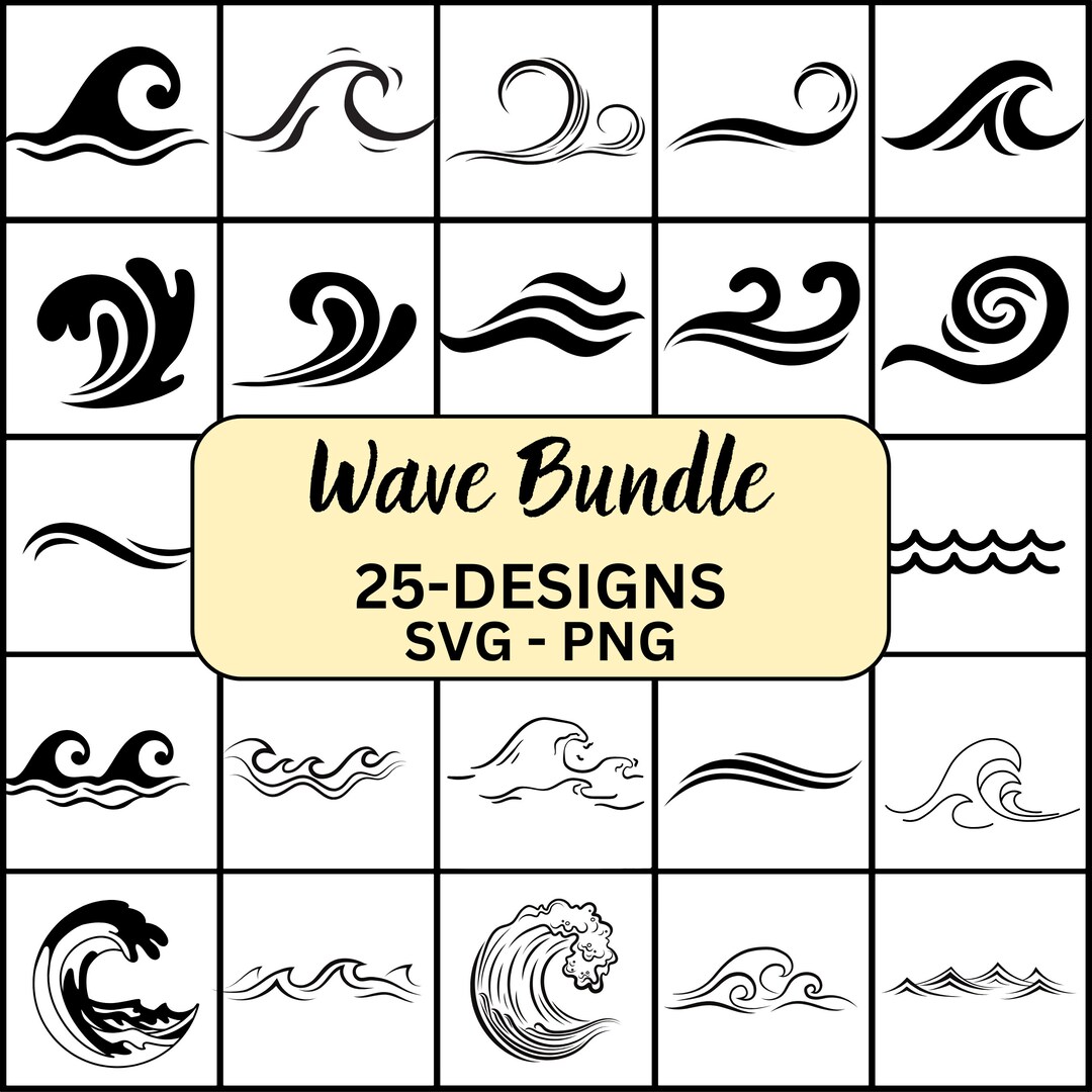 Wave Svg, Waves Svg, Wave Svg Bundle, Wave Clipart, Ocean Wave Svg, Sea ...