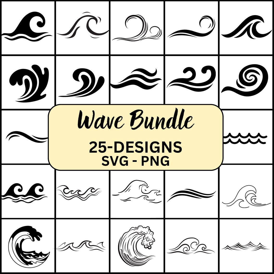 Wave Svg, Waves Svg, Wave Svg Bundle, Wave Clipart, Ocean Wave Svg, Sea Wave Svg, Wave Cut File ...