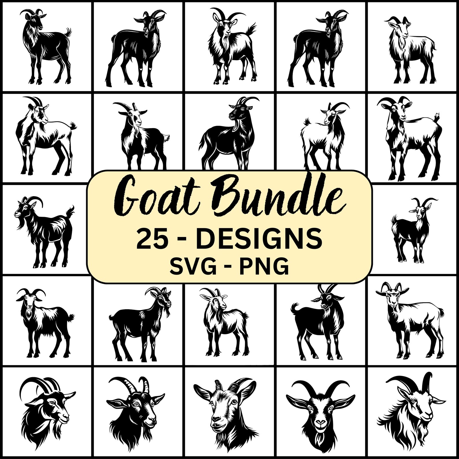Goat Svg, Goat Silhouette, Goat Svg Bundle, Mountain Goat Svg, Goat Cut ...