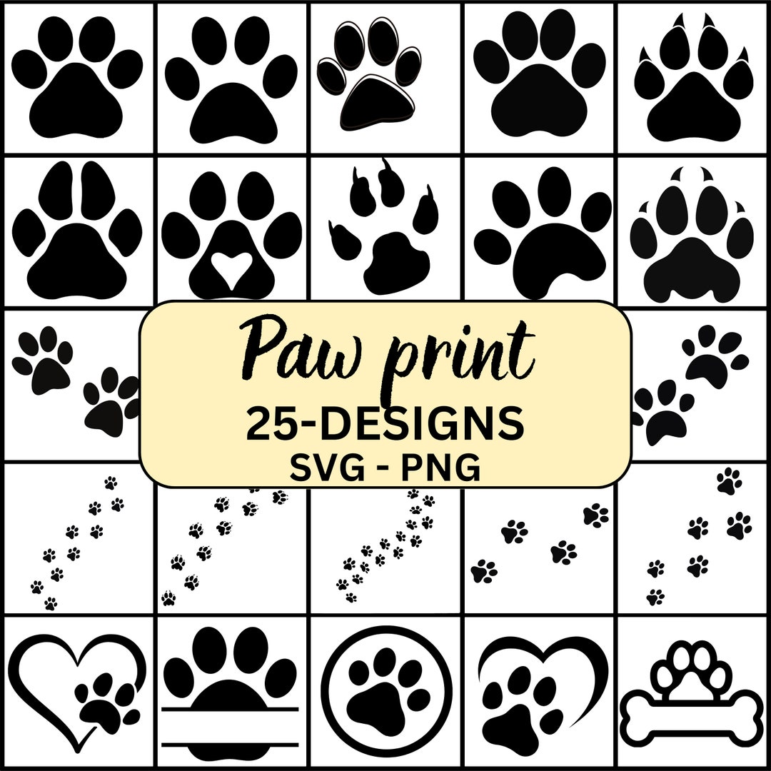 Paw Prints Svg, Pet Foot Print Svg, Paw Prints Svg Png, Dog Paw Svg ...
