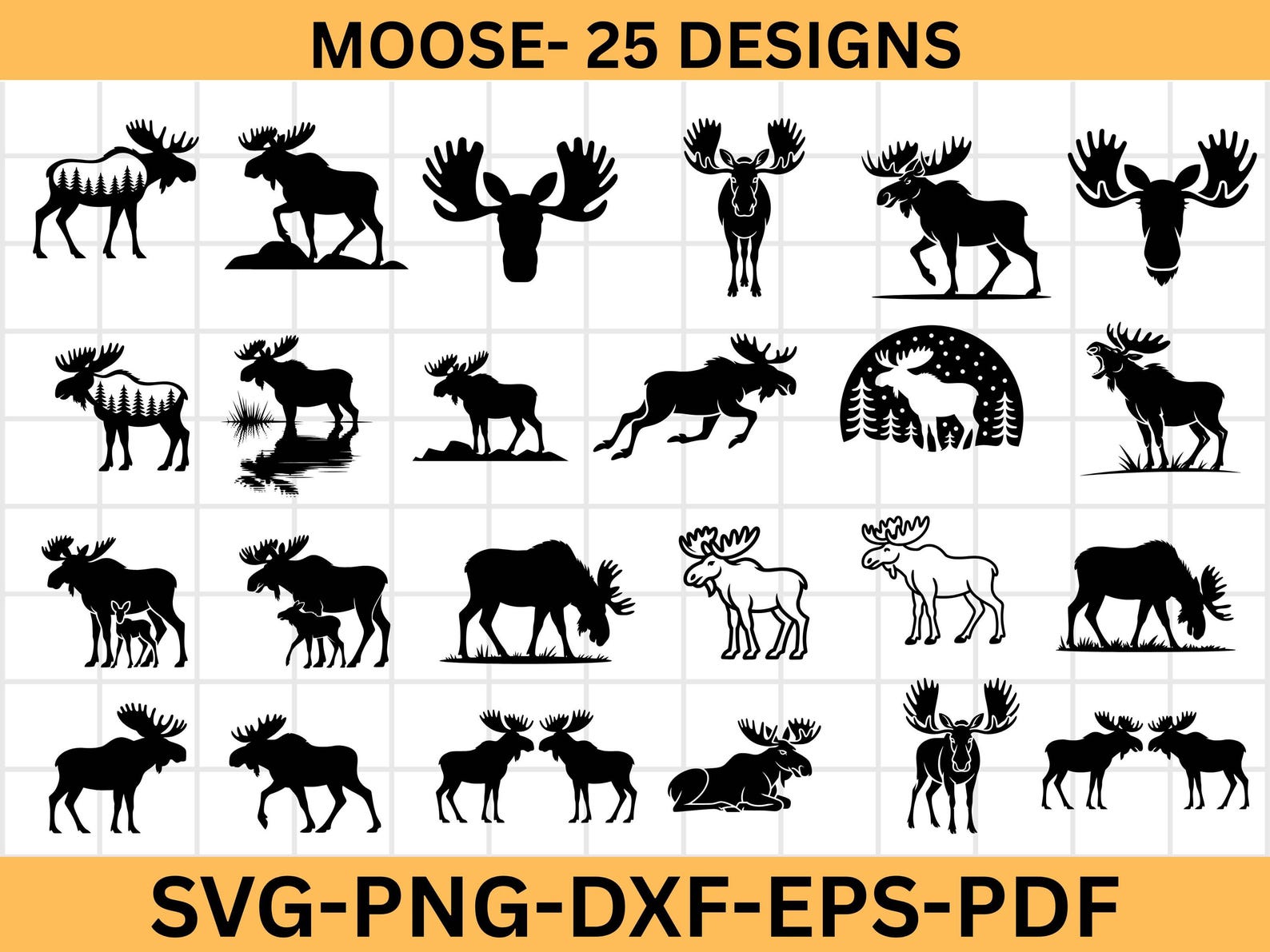 Moose Svg, Moose Svg Bundle, Moose Silhouette Svg, Moose Antler Svg ...
