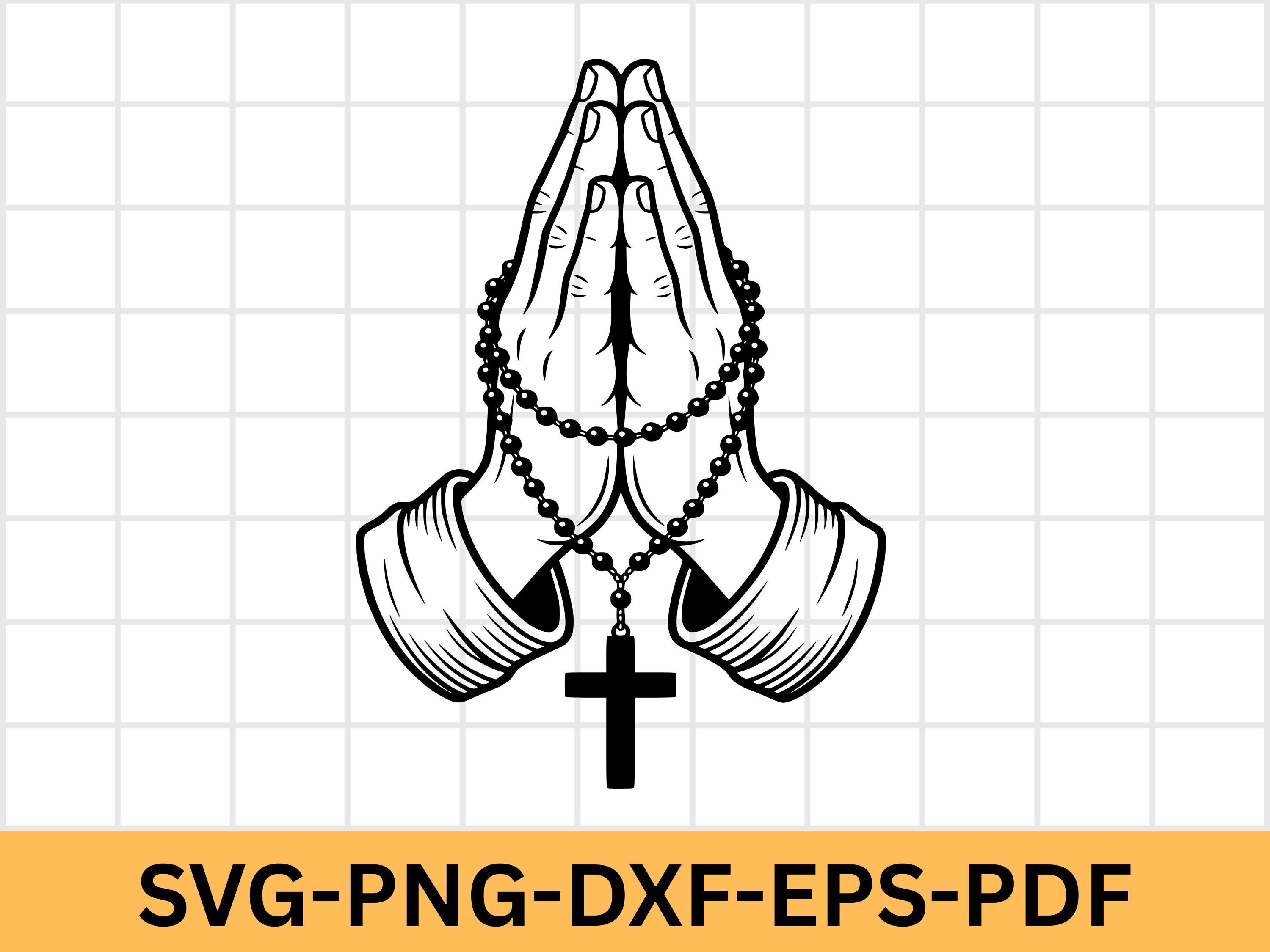 Praying Hands Svg, Praying Hands Rosary Svg, Christian Cross Svg ...