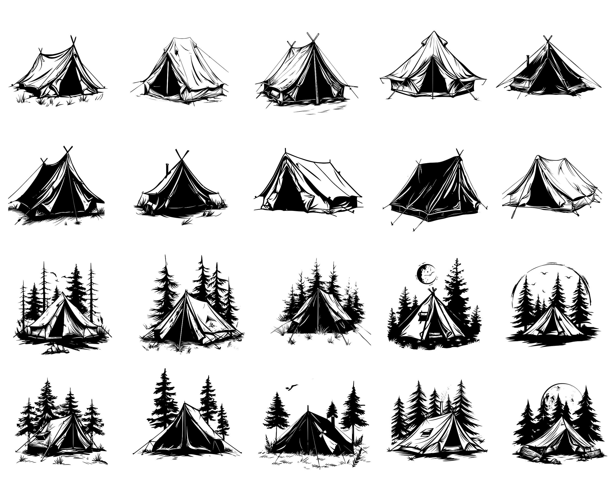 Tent Svg, Tent Svg Bundle, Tent Silhouette, Camping Tent Svg, Camping ...