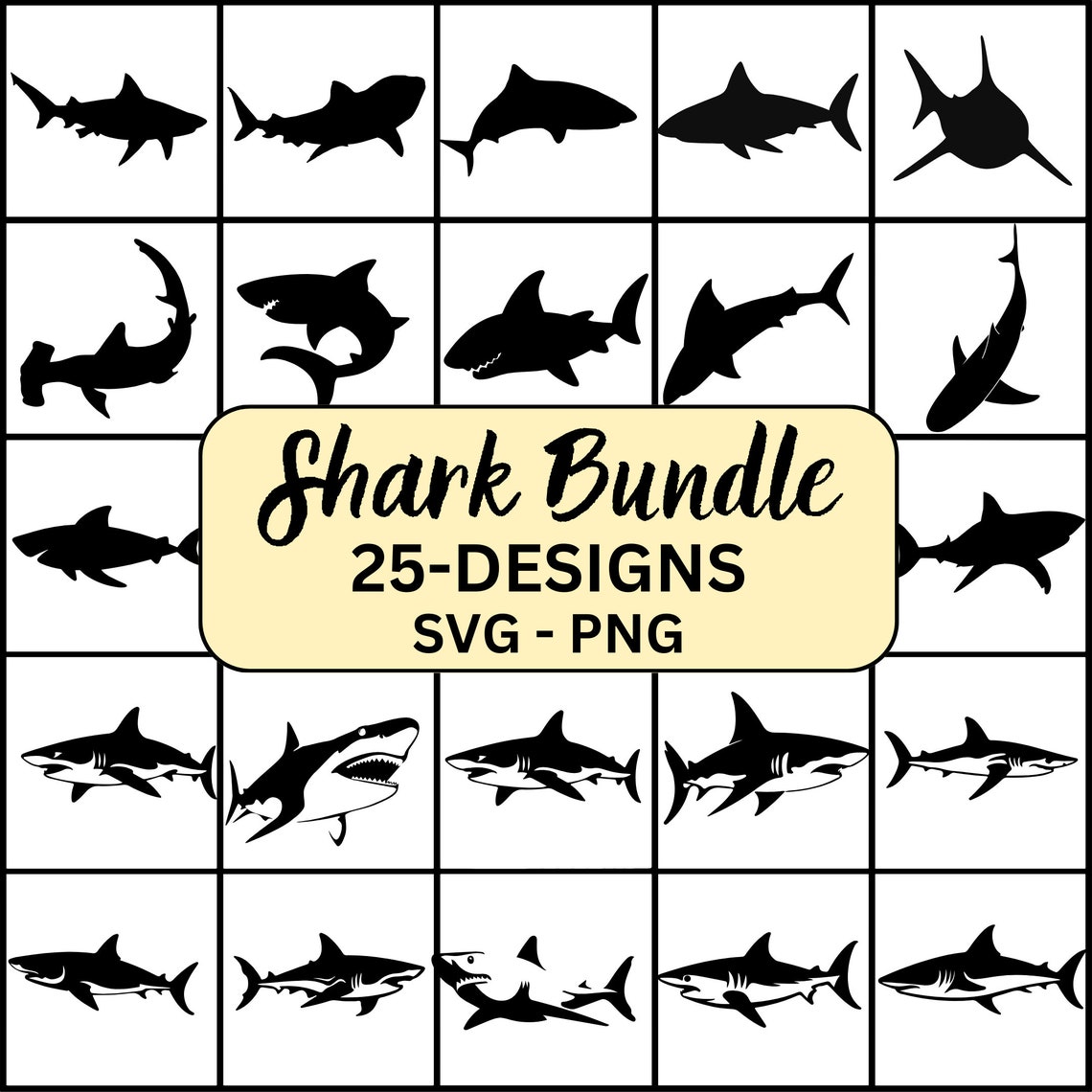 Shark Svg, Sharks Svg, Shark Silhouette, Shark Clipart, Shark Cricut ...
