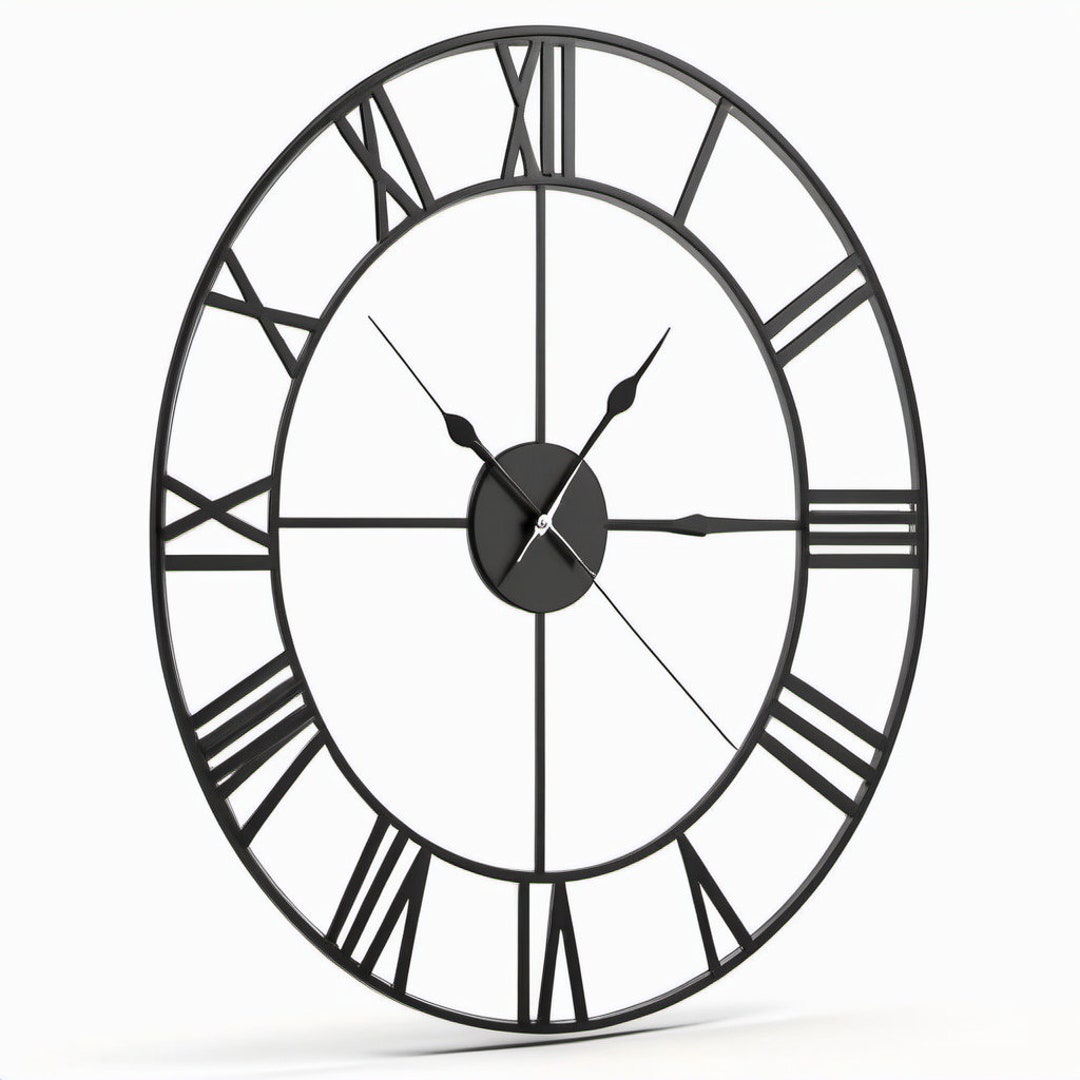 LARGE Metal Wall Clock 80 CM, Black - Etsy