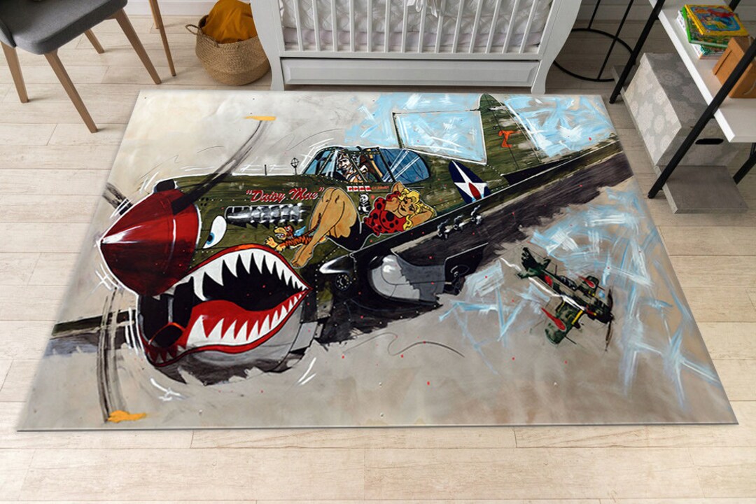 War Plane Rug, Pop Art Rug, Spitfire Rug, Aviation Rug, for Living Room ...