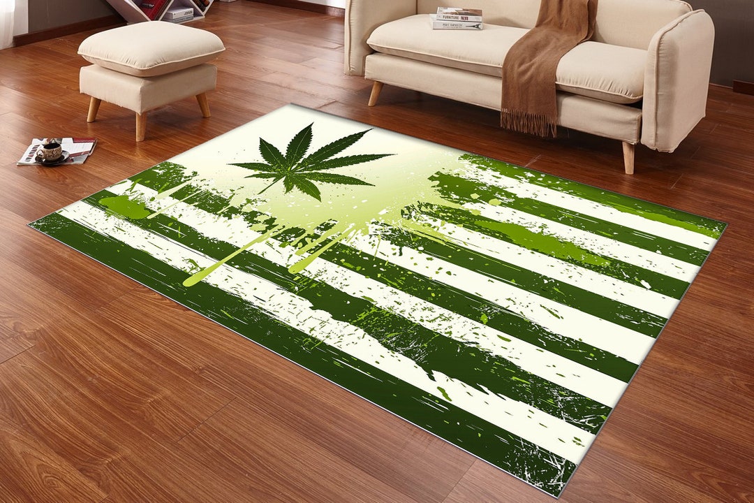 Weed Rug, Flag Rug, USA Flag, Marihuana Pattern Rug, Smoke Rug, America ...