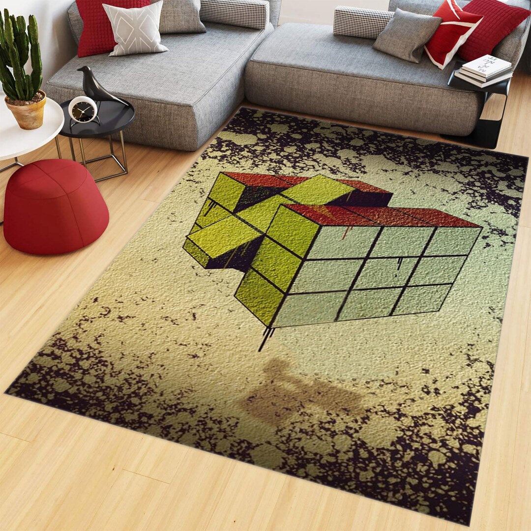 Rubik's Cube Rug, 3D Magic Cube Rug, Colorful Rug, Living Room Rug ...