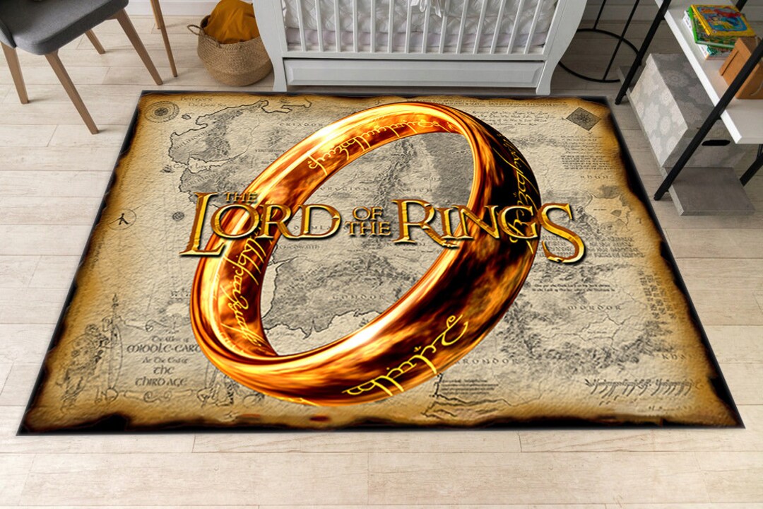 Lord of the Rings Rug, LOTR Map Rug, Ring in the Movie, Life Tree Decor ...