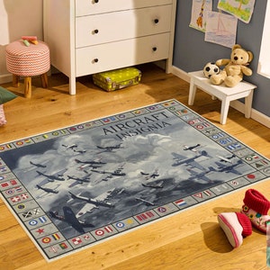 War Planes Rug, Airplane Rug, Aircraft Insignia Decor, WW2 Plane Theme ...