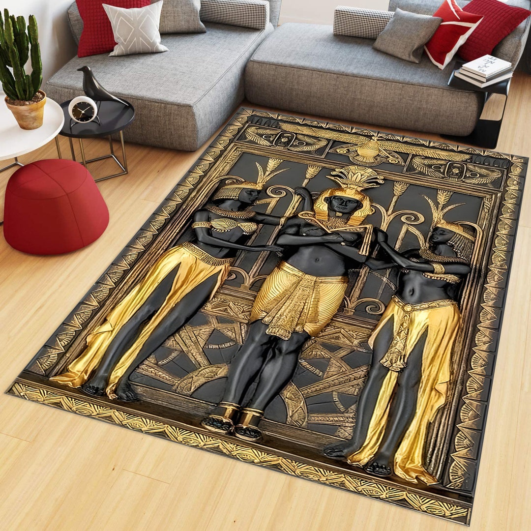 Hieroglyph Rug, Egypt Rug, Anubis Rug, Ankh Rug, Eye of Ra Rug, Living ...