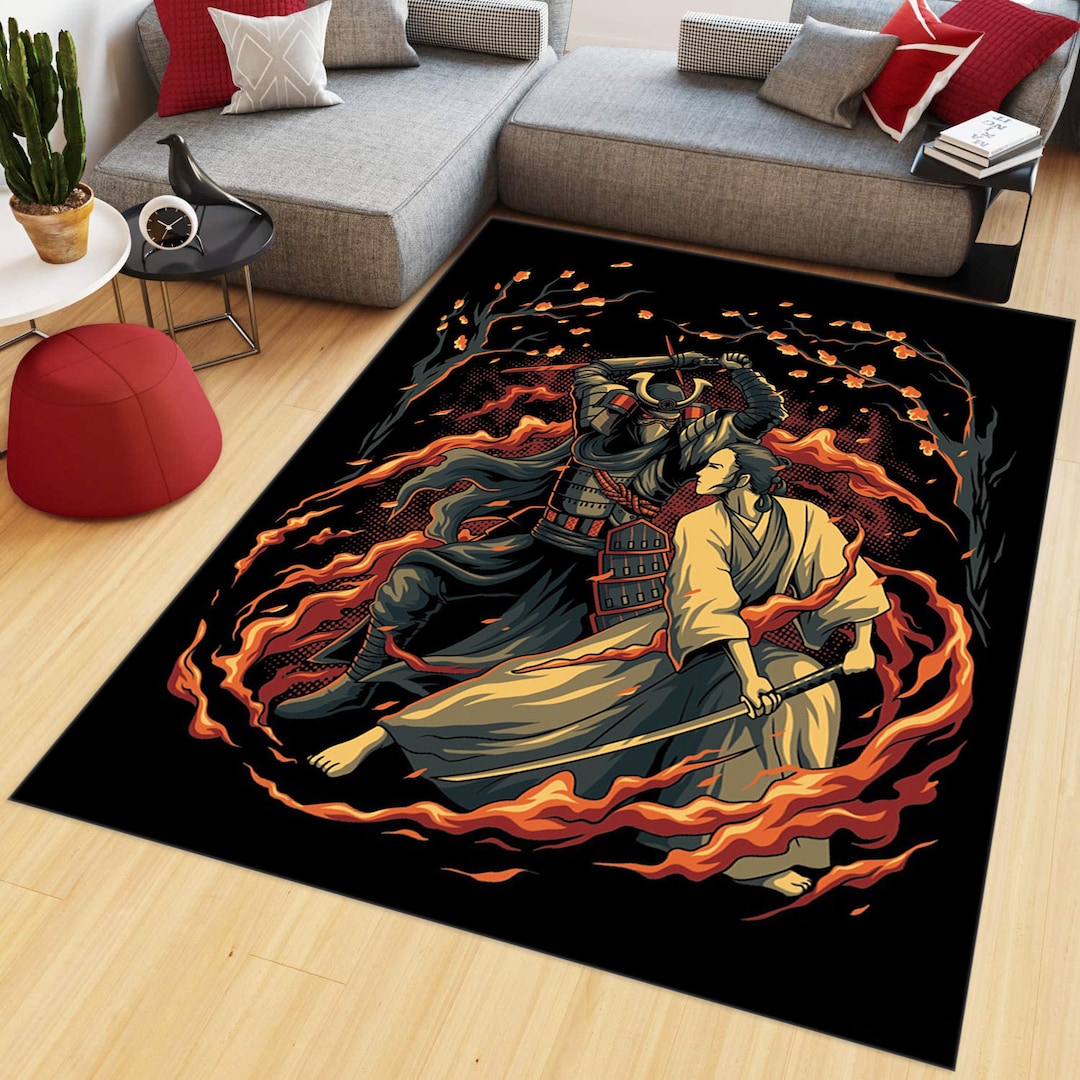 Knight Rug, Samurai Rug, Katana Rug, Anime Ninja Rug, Modern Rug, Gift ...