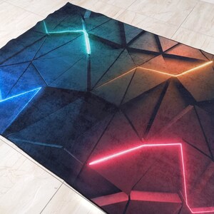Gamer Rug, Gaming Room Rug, Neon Look Rug, Shining Rug, E-sports Rug ...