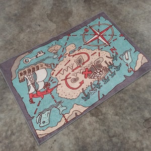 Treasure Map Rug, Pirates Rug, Playing Room Mat Rug, Cool Pirate Map ...