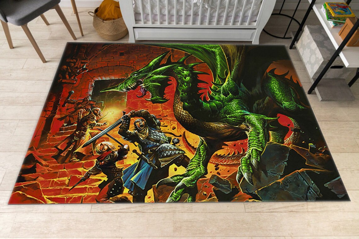 Dungeons Dragons Rug, Dragon Carpet, DND Theme Rug, Game Map, Boys Room ...