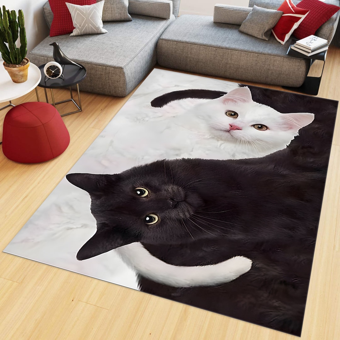 Cat Rug, Kitten Rug, Ying Yang Rug, Kids Room Decor, Entry Room Rug ...