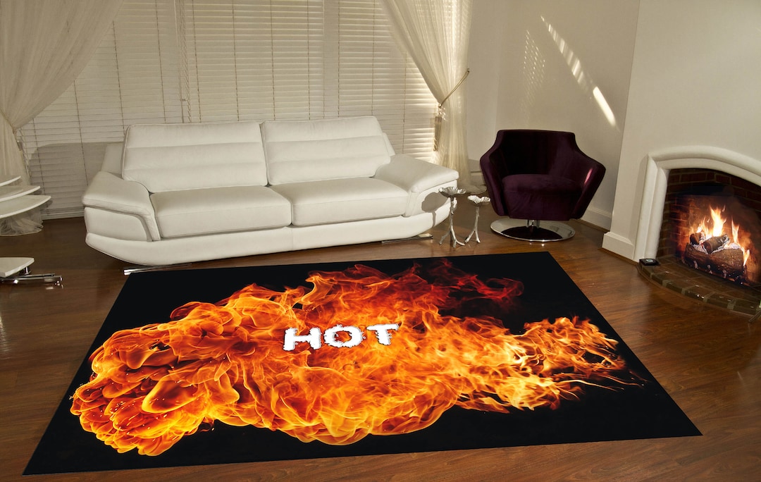 Hot Ground Rug, Flame Rug, Fire Themed Rug, Area Rug,home Decor, Orange ...