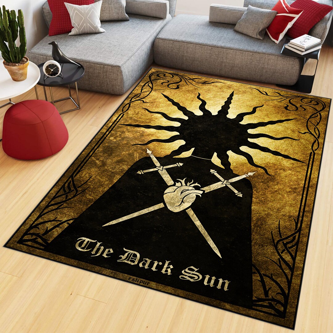 Dark Sun Rug, Sword Rug, Evil Eye Rug, Fantasy Rug, Home Decor Rug ...