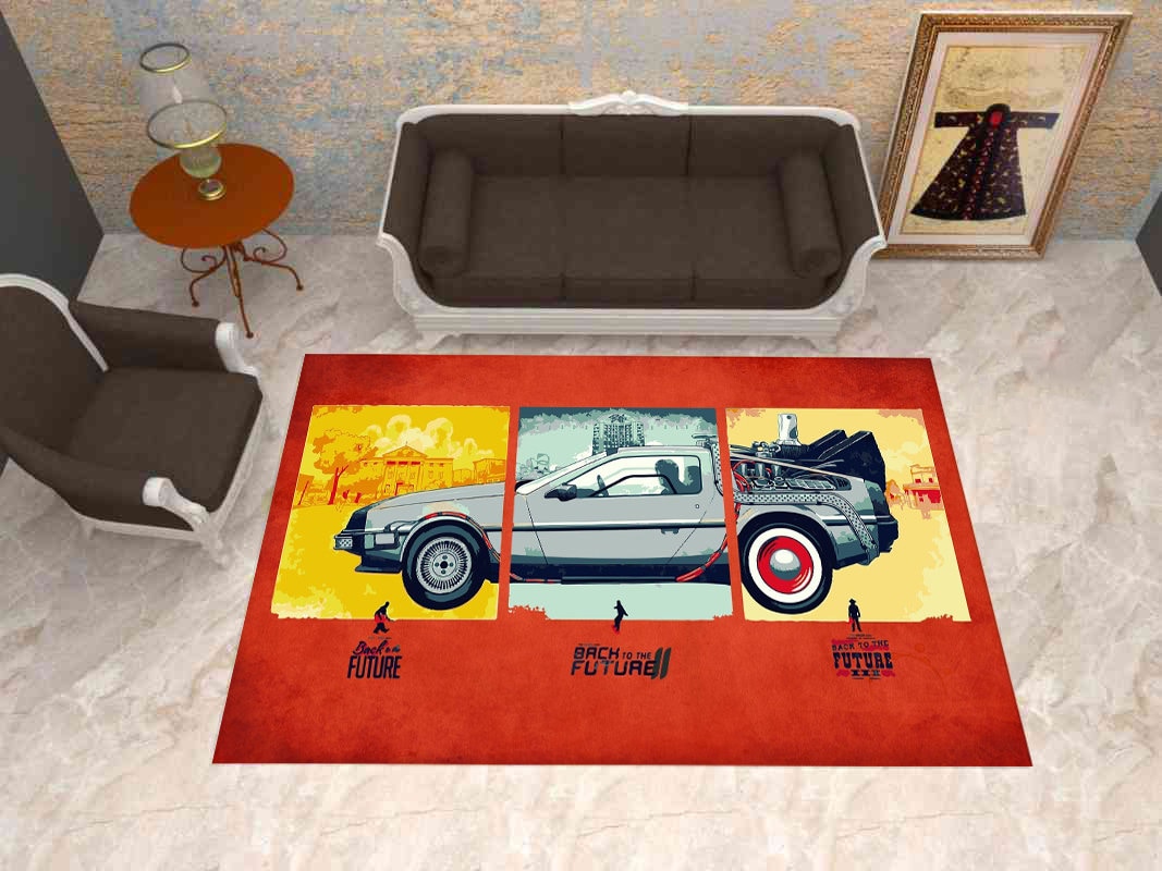 Back to the Future Rug, Retro Movie Rug, Time Machine Rug, Living Room ...