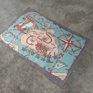Treasure Map Rug, Pirates Rug, Playing Room Mat Rug, Cool Pirate Map ...