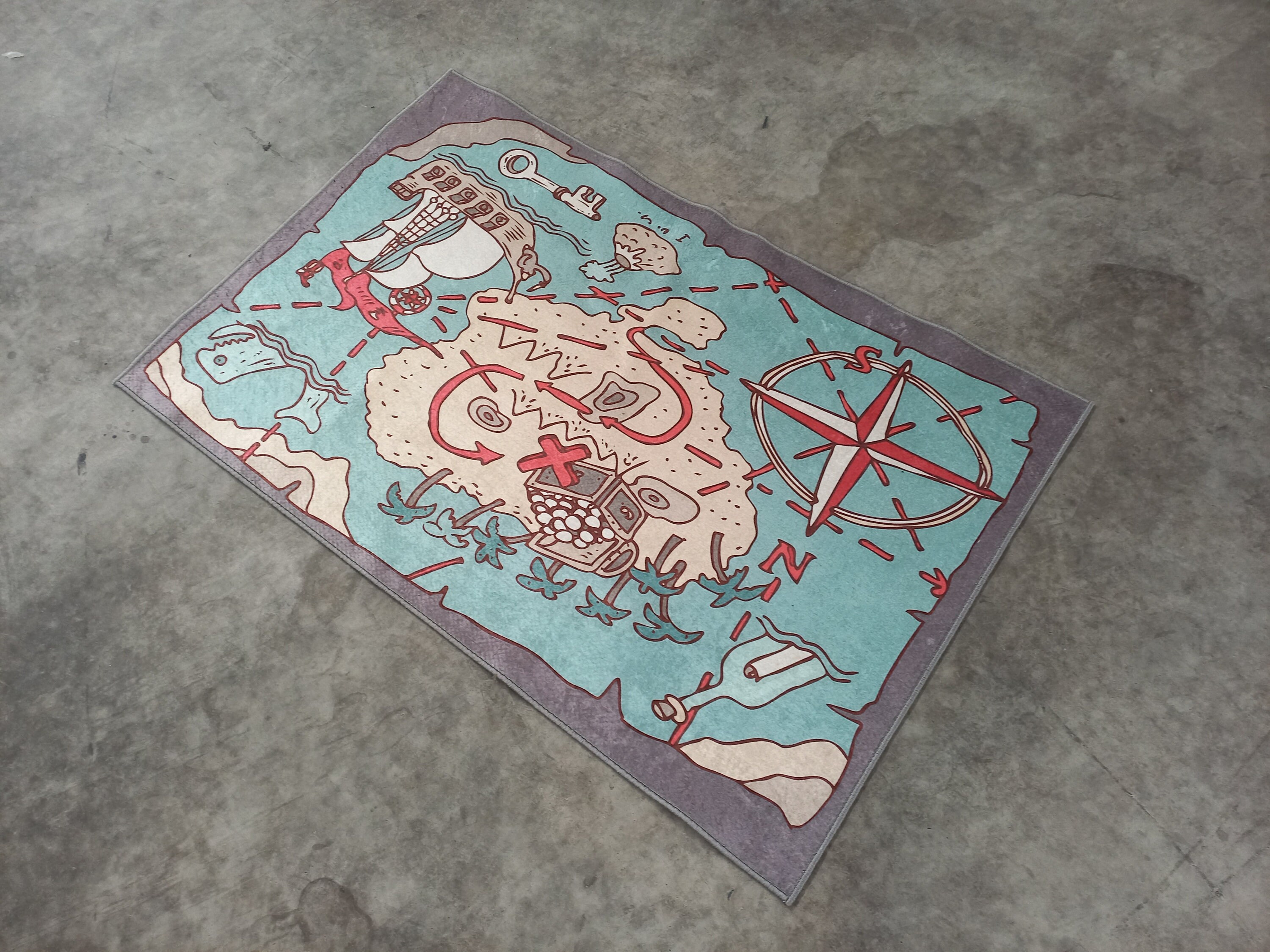 Treasure Map Rug, Pirates Rug, Playing Room Mat Rug, Cool Pirate Map ...