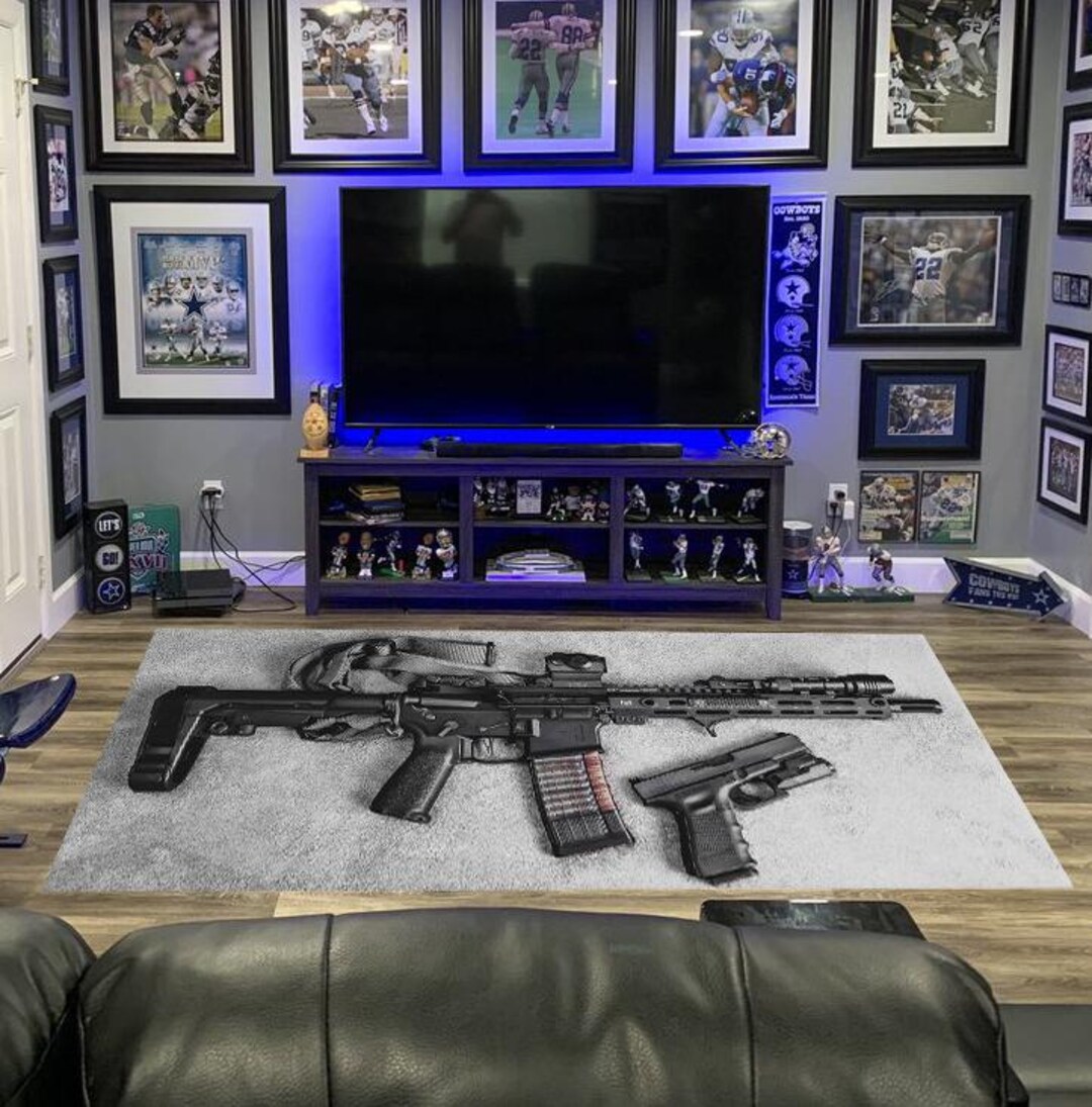Ar-15 Rug, Gun Rifle Rug, Gamer Area Rug, Gaming Room Decor, Living ...