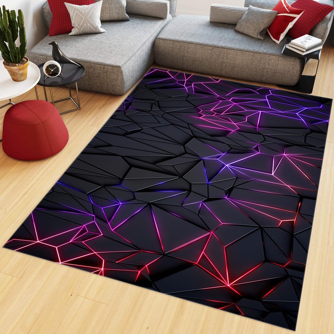 Neon Look Rug Purple Area Rug Gaming Room Rug E-sport Rug - Etsy