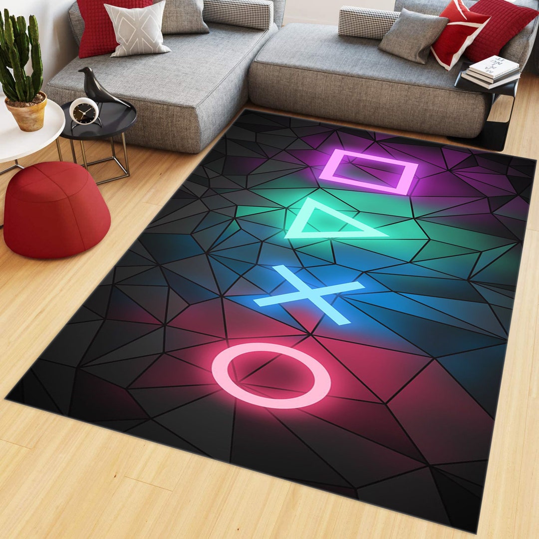Gamer Rug Gaming Room Rug Neon Look Rug Shining Rug - Etsy