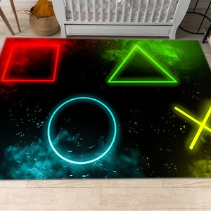 Gamer Rug, Gaming Room Rug, Neon Look Rug, Shining Rug, E-sports Rug ...