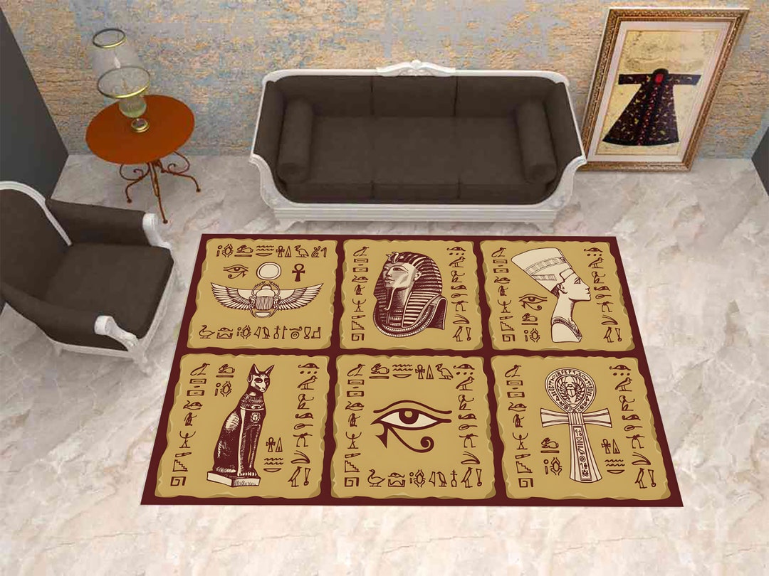 Egypt Rug, Ankh Rug, Ancient Rug, Ra Rug, Hieroglyph Rug, Room Decor ...