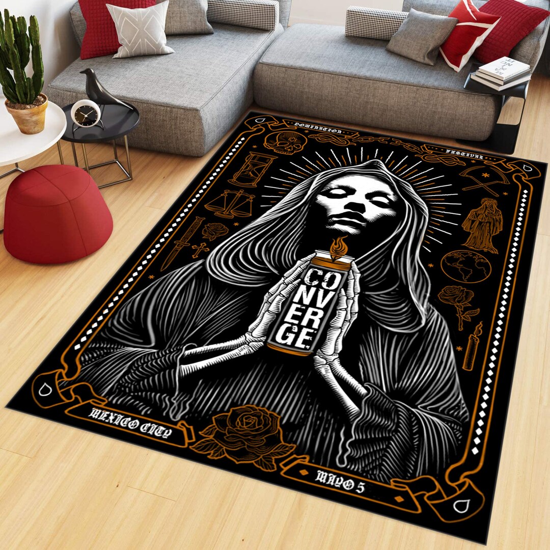 Santa Muerte Rug, the Skinny Lady Rug, Sugar Skull Rug, La Flaquita ...