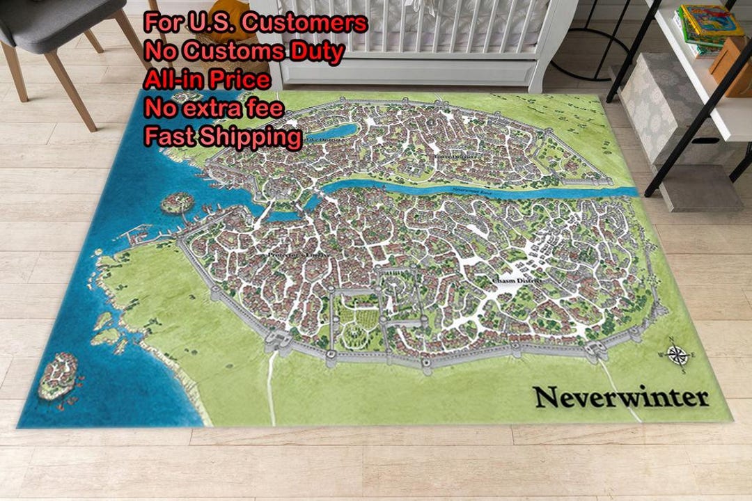 Dungeons Dragons Rug, Neverwinter Map, DND Map Rug, Game Map, Boys Room ...