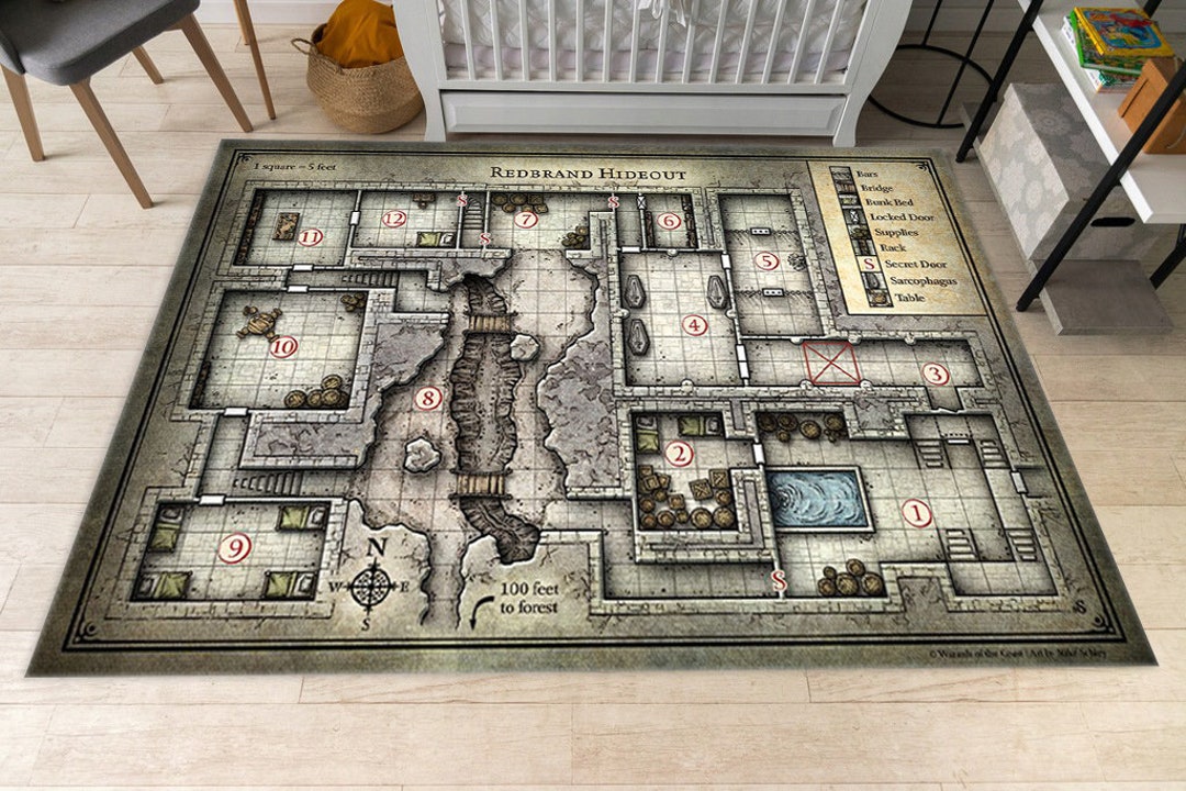 Dungeons Dragons Rug, Redbrand Map, Hide Out Map, DND Map Rug, Game Map ...