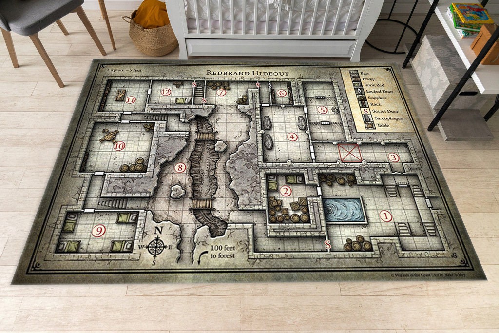 Dungeons Dragons Rug, Redbrand Map, Hide Out Map, DND Map Rug, Game Map ...