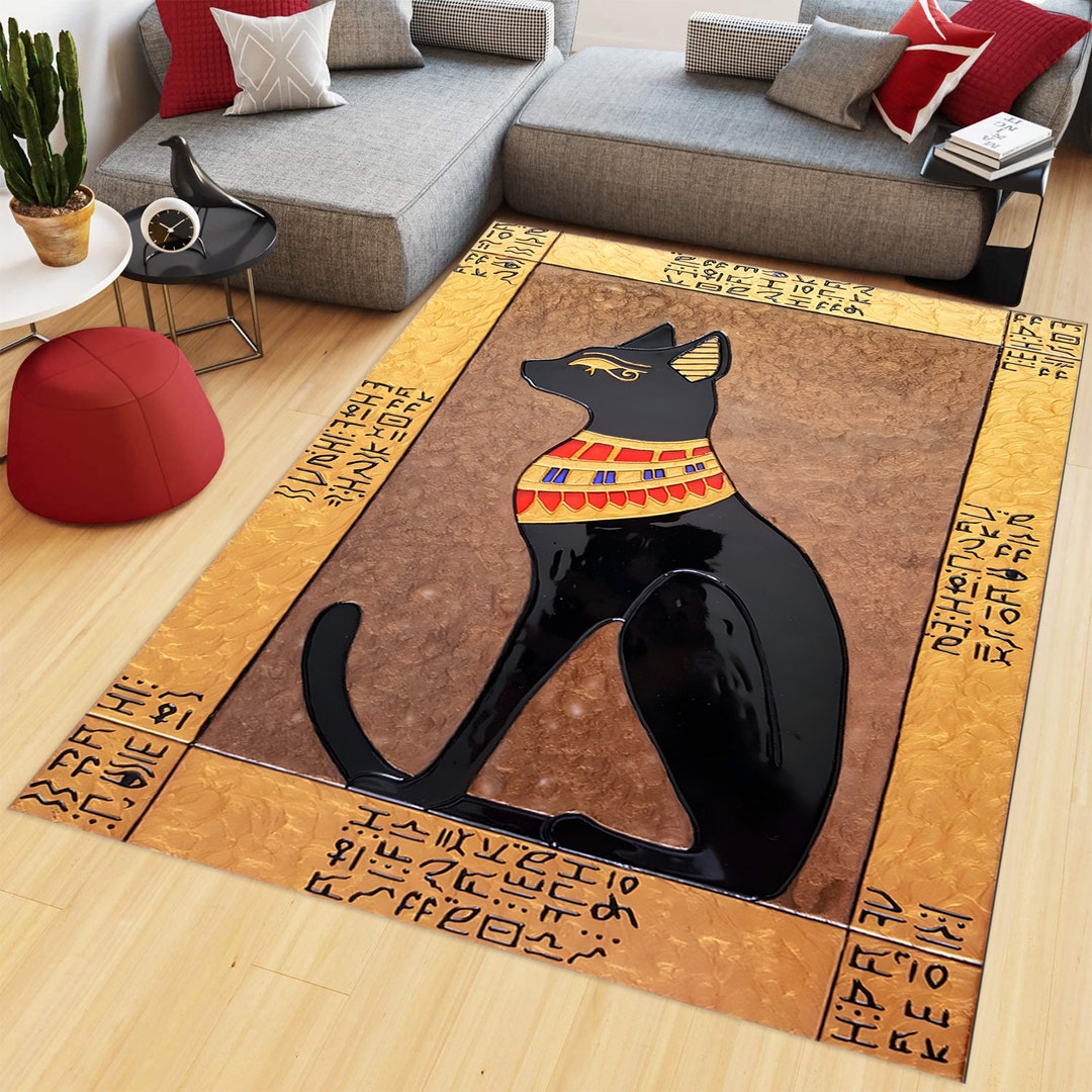 Egypt Rug, Ankh Rug, Ancient Rug, Ra Rug, Hieroglyph Rug, Cat Rug, Room ...