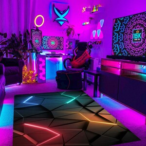 Gamer Rug Gaming Room Rug Neon Look Rug Shining Rug - Etsy