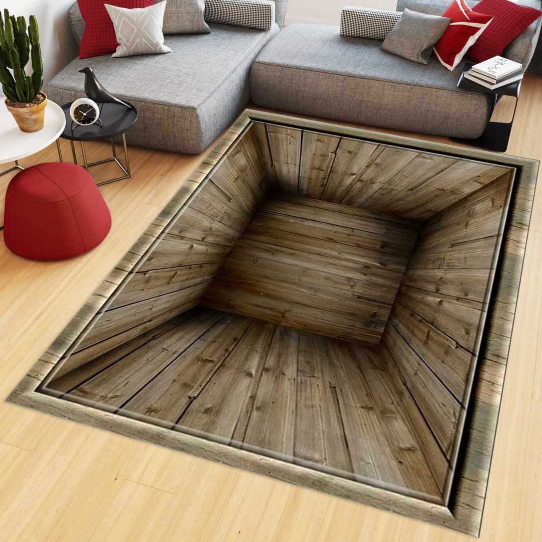 3D Rug, Illusion Rug, Optical Illusion Rug, Vortex Rug, Brown Rug ...