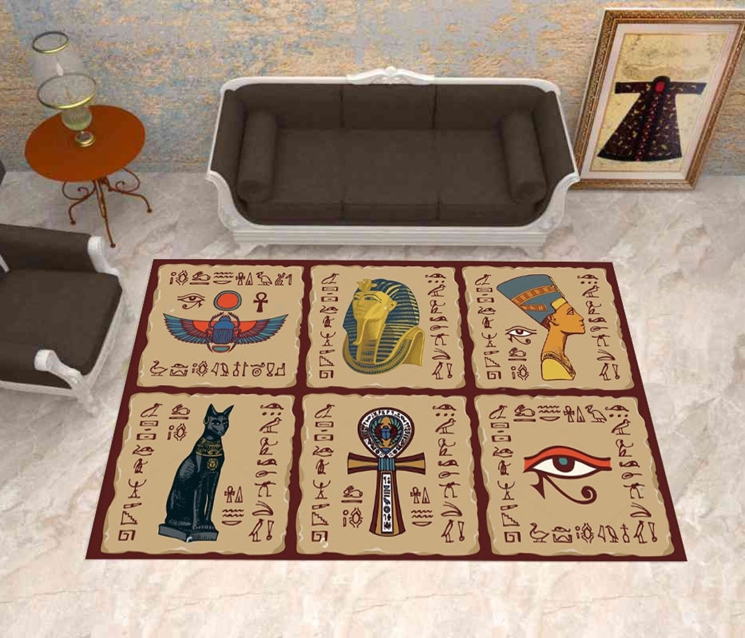 Egypt Rug, Ankh Rug, Ancient Rug, Ra Rug, Hieroglyph Rug, Room Decor ...